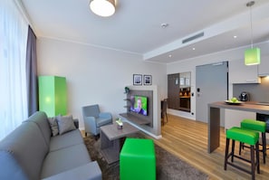Apartamento Premium, 1 quarto, não fumadores | Roupa de alta qualidade, cofre no quarto, secretária 
