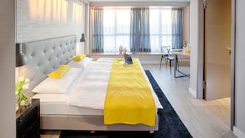 Apartamento família, terraço (4 Adults) | 1 quarto, roupas de cama premium, cofres nos quartos, escrivaninha