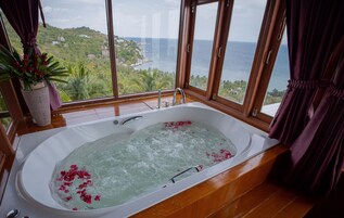 Jacuzzi Seaview Room | Minibar, com decoração personalizada, com mobília individualizada 