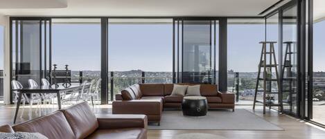 Penthouse, várias camas | Lençóis de algodão egípcio, roupa de alta qualidade