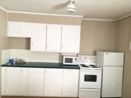 Quarto Económico, 1 cama queen-size, kitchenette | Cozinha privada | Um frigorífico, um micro-ondas (a pedido), uma cafeteira/bule 