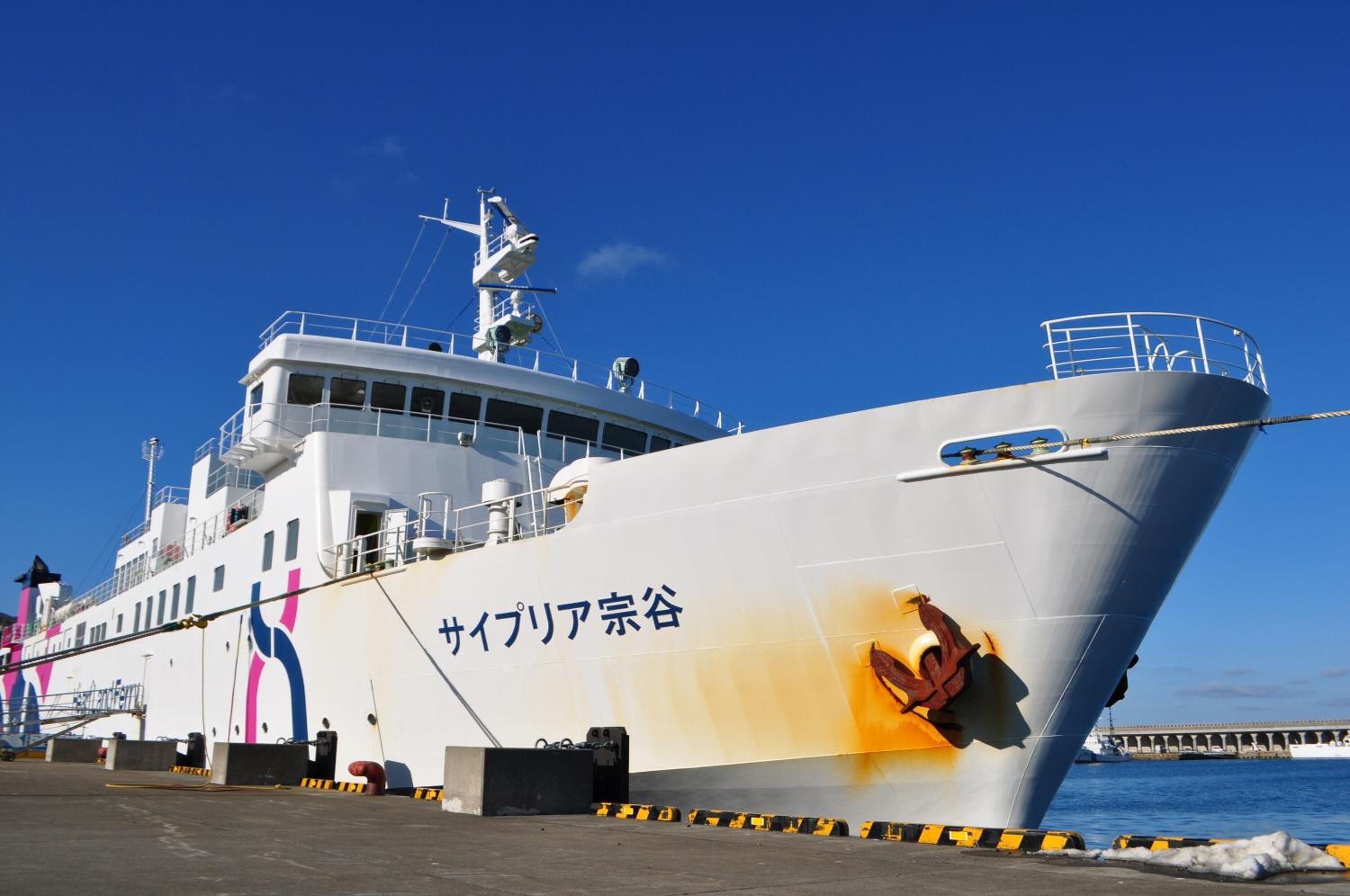 Um grande navio de cruzeiro atracado em um porto sob um céu limpo.