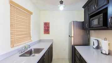 Apartamento Superior, 1 quarto, cozinha, no piso executivo | Cozinha privada | Um frigorífico/congelador grande, um micro-ondas, um forno