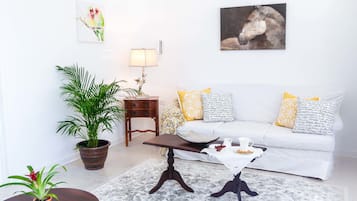 Apartamento Executivo, 1 cama king-size, cozinha | Sala | TV de ecrã plano