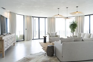 Penthouse Presidencial, piscina privativa, vista para o oceano | Sala de estar