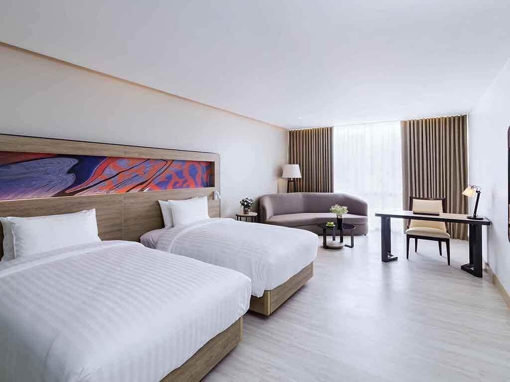 Quarto Twin Executivo, 2 camas individuais | 1 quarto, roupa de alta qualidade, minibar, cofre no quarto 