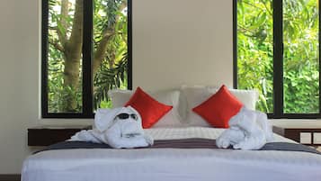 Quarto triplo superluxo, 1 cama King, vista para o jardim, no jardim | Vista do quarto