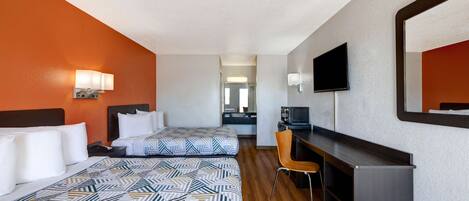 Quarto Deluxe, 2 camas queen-size, não fumadores, frigorífico e micro-ondas | Wi-fi grátis, roupa de cama fornecida