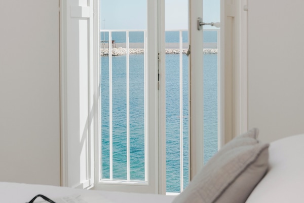 Apartamento panorâmico, cozinha, vista para o mar | 1 quarto, roupas de cama de algodão egípcio, roupas de cama premium