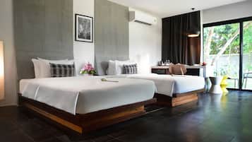 1 quarto, edredons de pluma, frigobar, cofres nos quartos