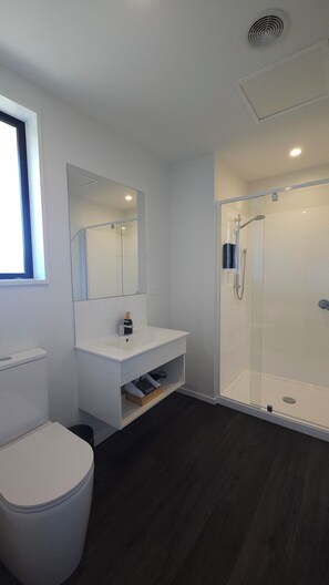 Quarto, 1 quarto (Unit) | Banheiro | Chuveiro, secador de cabelo, toalhas de banho 