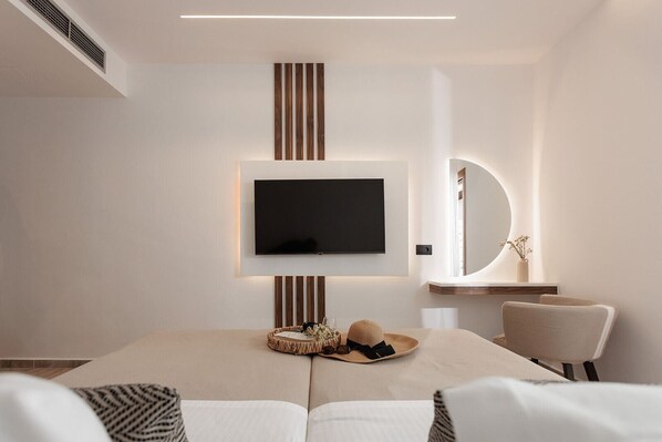 Quarto Duplo ou Twin Deluxe | Roupa de alta qualidade, camas de colchão viscoelástico 