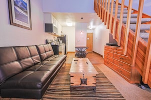 Condo, várias camas (Copper Junction Studio Loft CJJD) | Área de estar | TV, DVD player
