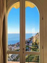 Estúdio luxo, sacada, vista para o mar | Roupas de cama premium