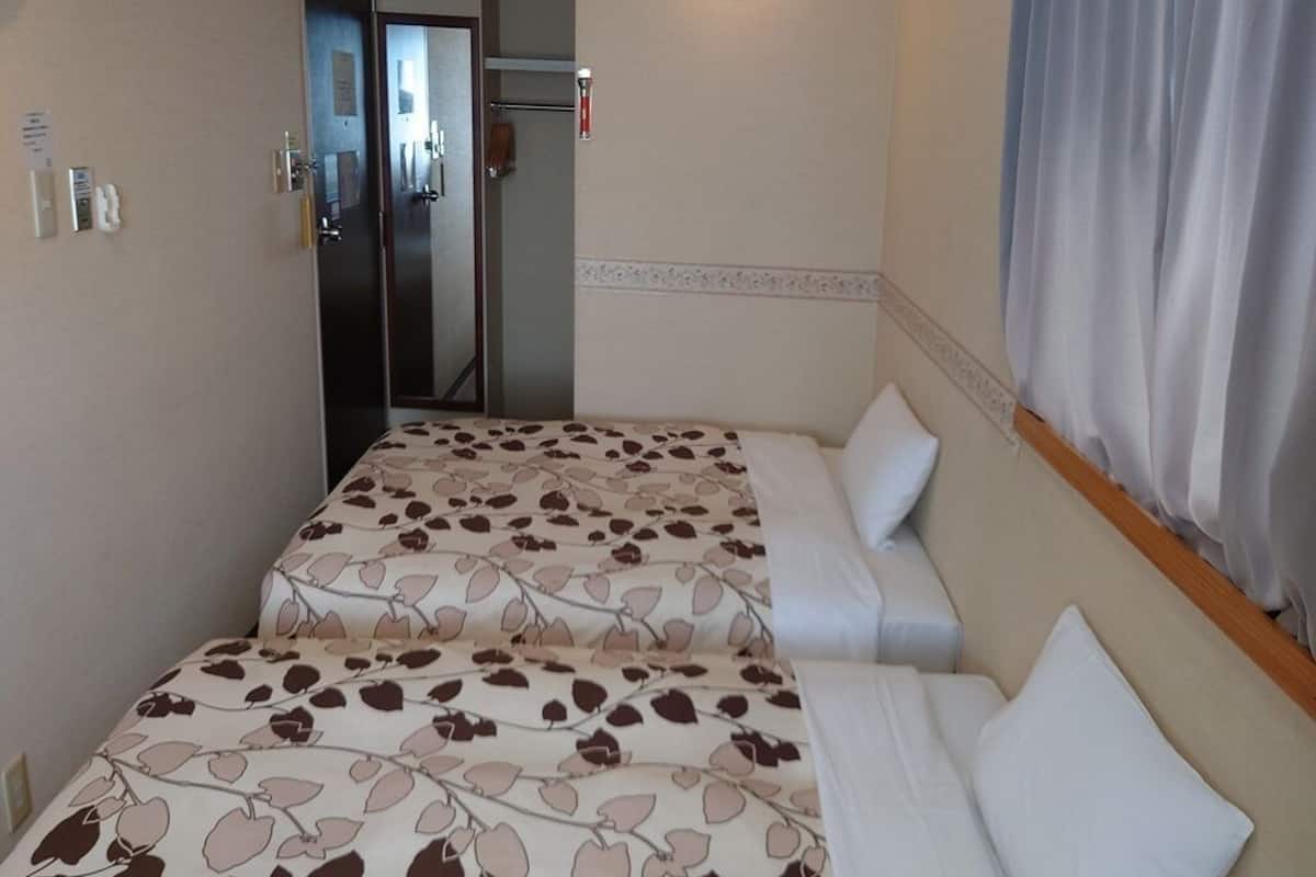 Quarto Twin Básico, fumadores | Secretária, cortinas/cortinados opacos, ferro/tábua de engomar