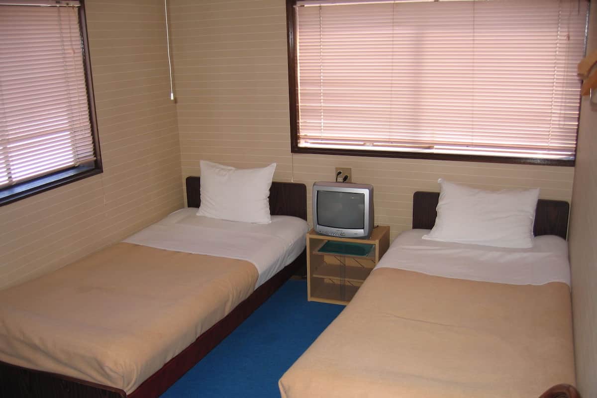Quarto Twin Económico, casa de banho partilhada | Secretária, cortinas/cortinados opacos, Wi-fi grátis
