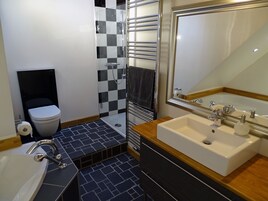 Suite-Estúdio, 1 quarto | Casa de banho | Um polibã e uma banheira separados, toalhas fornecidas