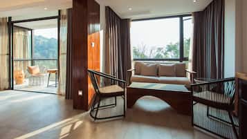 Quarto Duplo Executivo, 1 cama king-size, não fumadores, vista para o rio | 2 quartos, cofre no quarto, secretária