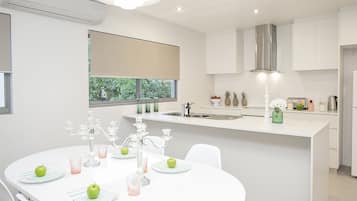 Apartamento luxo, 2 quartos | Cozinha privada | Geladeira, chaleira elétrica