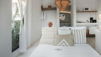 Quarto casal luxo, 2 camas de casal, vista para o oceano | Lençóis italianos Frette, roupas de cama premium