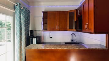 Suite-Estúdio Comfort, 1 cama king-size, kitchenette | Cozinha privada | Um frigorífico, um micro-ondas, uma cafeteira/bule