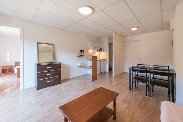 Apartamento, 1 quarto | Cozinha americana privada | Geladeira, cafeteira/chaleira, talheres/pratos/utensílios de cozinha