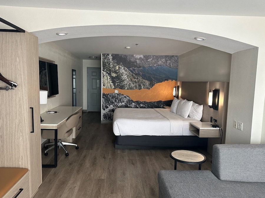 Suite-Estúdio, 1 cama king-size, não fumadores | Edredões de penas, camas de colchão pillowtop, secretária