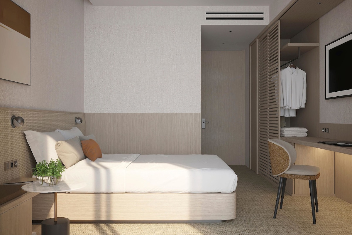 Frigobar, cortinas blackout, quartos à prova de som, Wi-Fi de cortesia