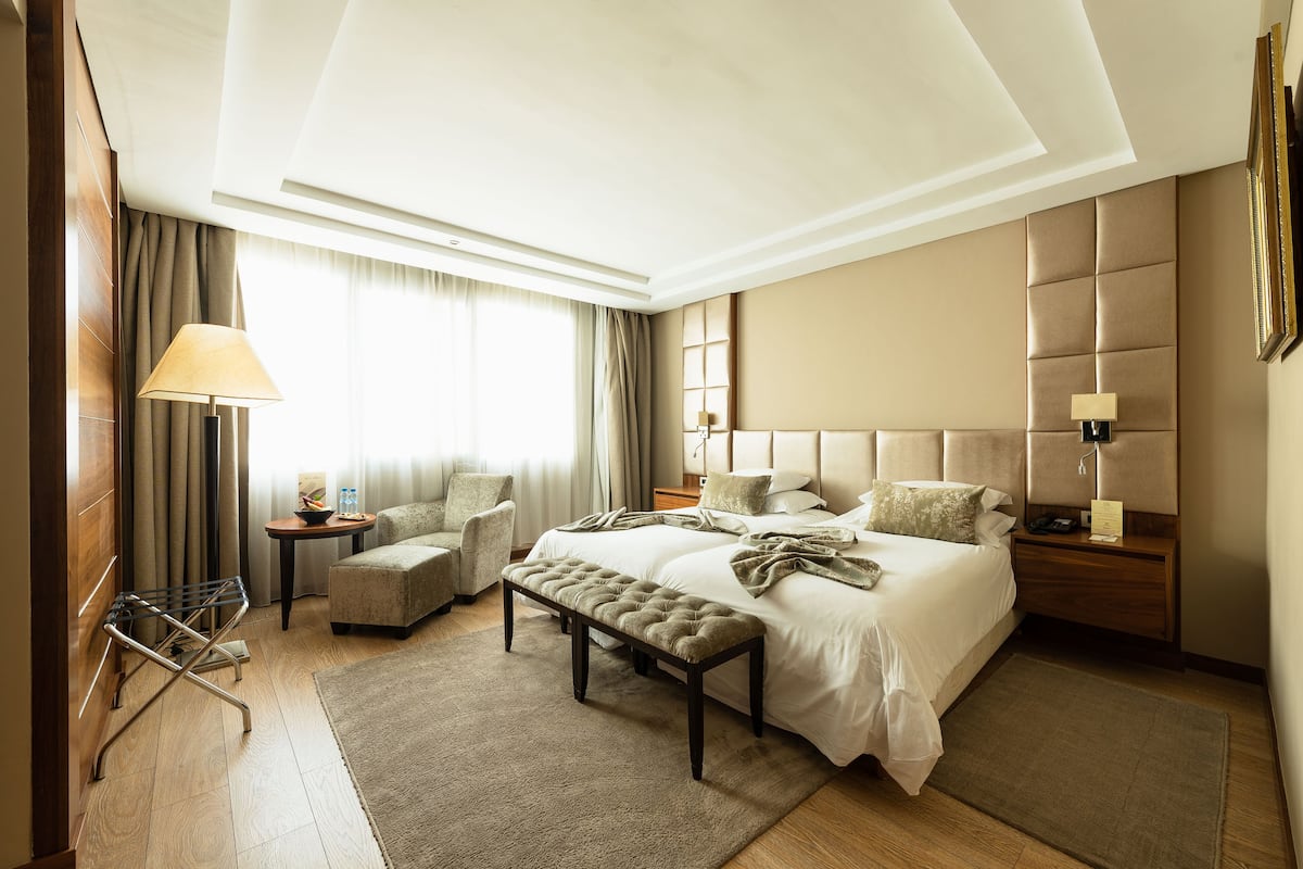 Lençóis de algodão egípcio, roupa de alta qualidade, minibar 