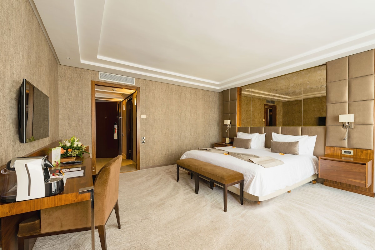 Lençóis de algodão egípcio, roupa de alta qualidade, minibar 