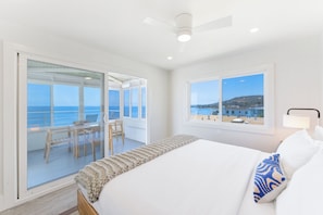 Suite Premium, 1 quarto, varanda, vista para o oceano | Roupa de alta qualidade, camas de colchão viscoelástico 