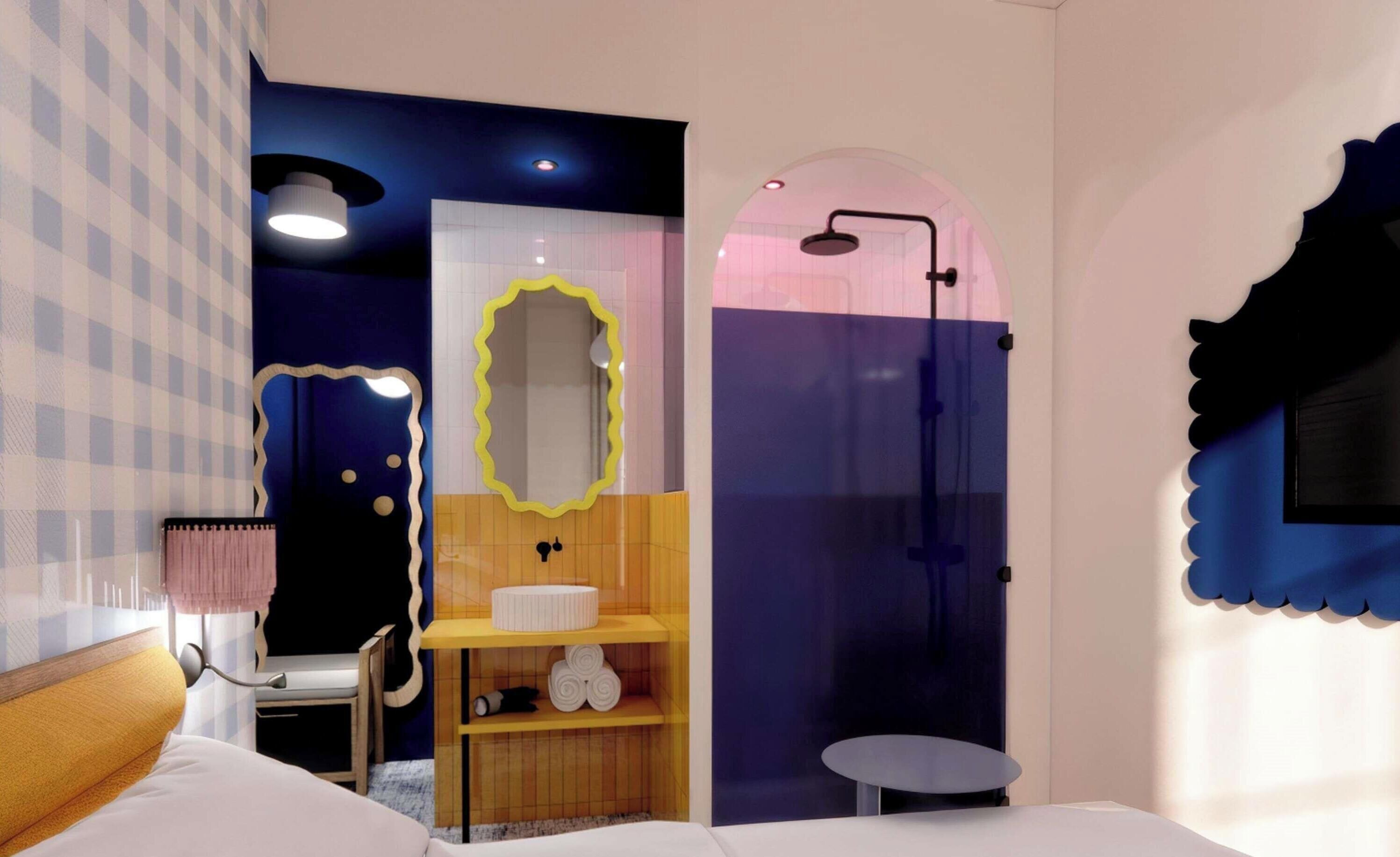 1 quarto, roupas de cama premium, cortinas blackout