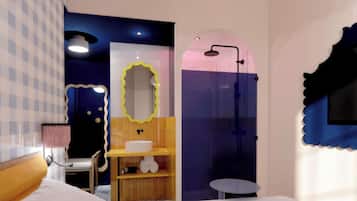 1 quarto, roupas de cama premium, cortinas blackout