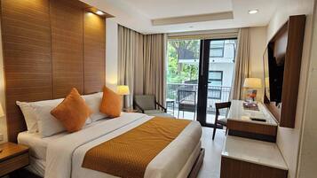 Quarto casal executivo | 1 quarto, roupas de cama premium, cofres nos quartos