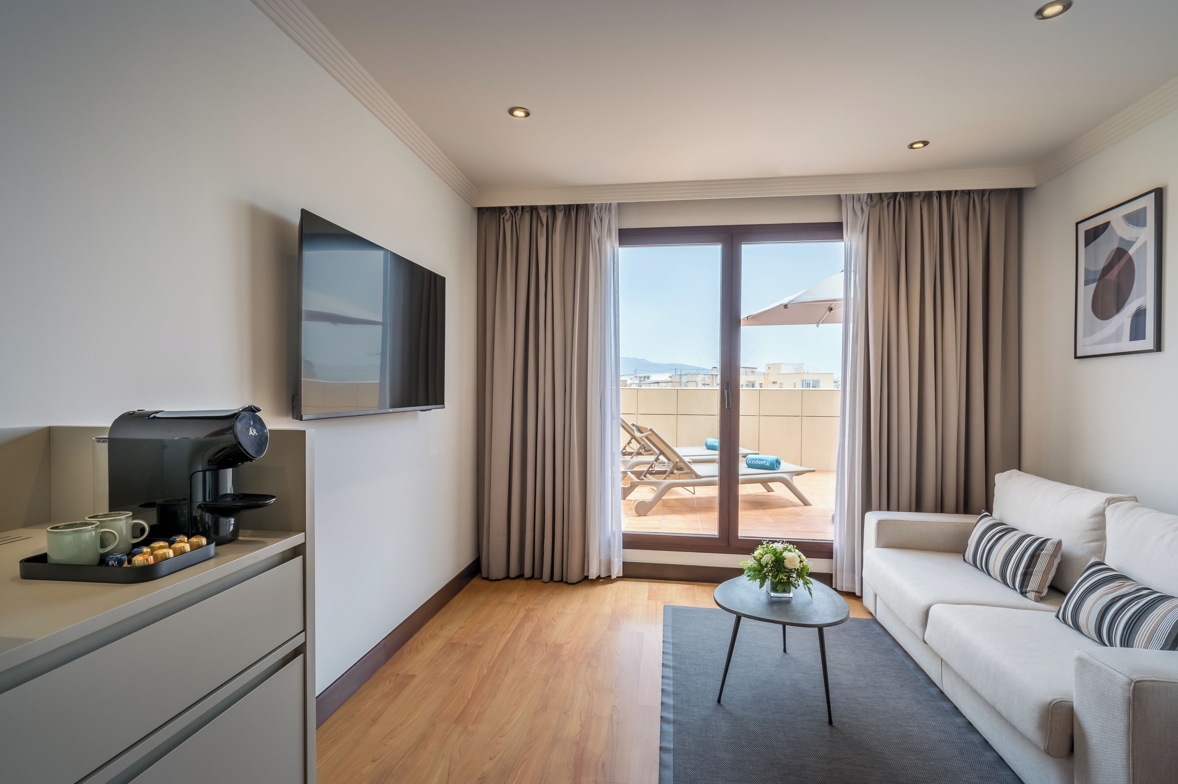 Suite Júnior, terraço (Hot Tub) | Minibar, cofre no quarto, secretária, cortinas/cortinados opacos 