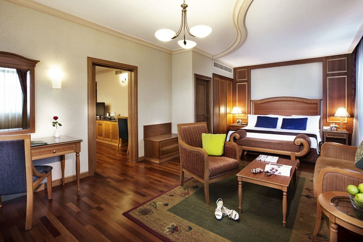 Roupa de alta qualidade, minibar, cofre no quarto, secretária