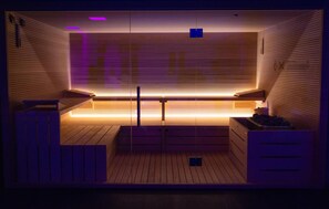 Sauna, banheira de hidromassagem, banho turco