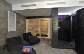 Sauna seca, banheira de hidromassagem, sauna a vapor, banho turco/hammam