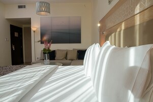 Suite-Estúdio Júnior | 1 quarto, lençóis de algodão egípcio, camas de colchão Select Comfort 