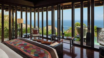Villa Premier, 1 cama king-size, piscina privativa, vista para o oceano | Roupa de alta qualidade, edredões de penas, minibar com produtos grátis