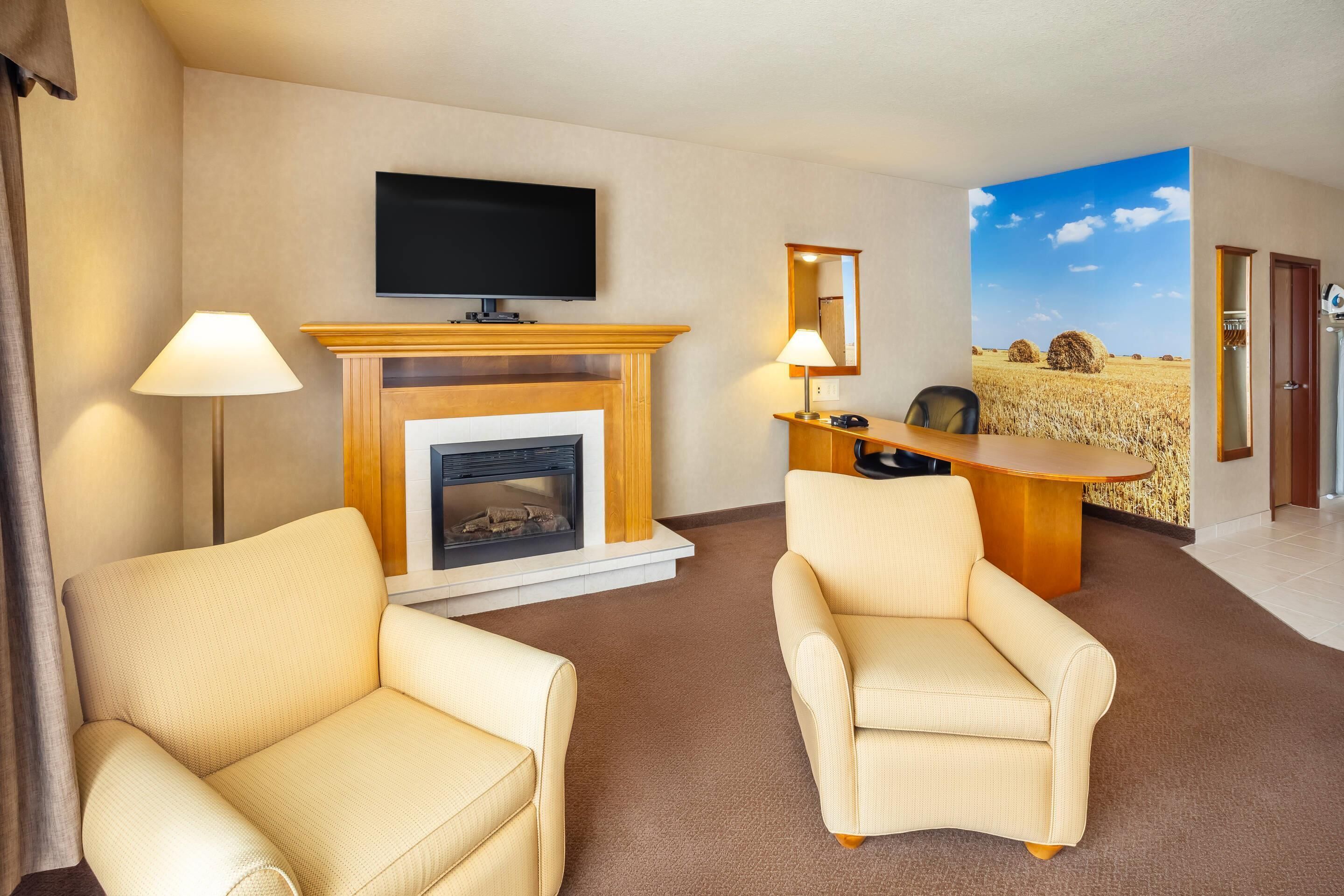 Suite, 1 cama king-size e sofá-cama, não fumadores (Efficiency) | Roupa de alta qualidade, camas de colchão pillowtop, secretária 