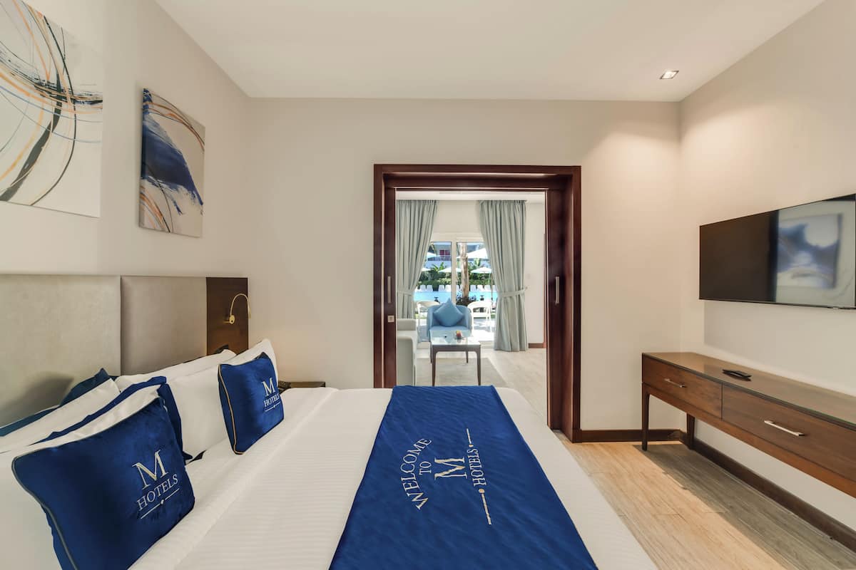 Suite Pool View | Lençóis de algodão egípcio, roupa de alta qualidade, minibar 