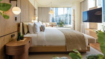 Suite-Estúdio | Lençóis de algodão egípcio, roupa de alta qualidade, minibar