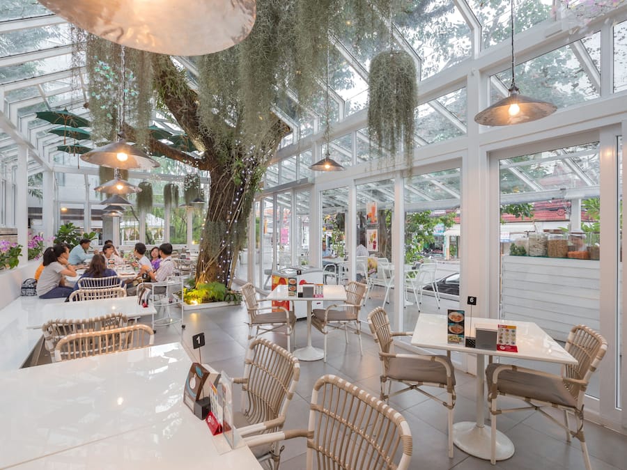 Pequenos-almoços servidos, cozinha tailandesa, com vista para o jardim