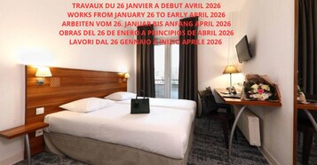 Quarto duplo tradicional | Escrivaninha, espaço de trabalho para notebook, Wi-Fi de cortesia