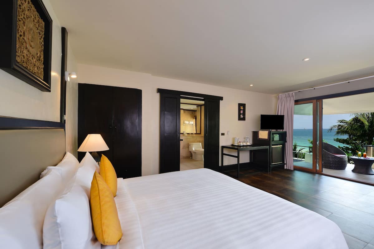 Sea View Deluxe Jacuzzi | Roupa de alta qualidade, minibar, cofre no quarto 