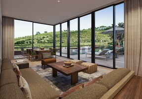 Vineyard Garden Suite | Sala de estar | Televisor LCD de 48 polegadas com canais via satélite, televisor 