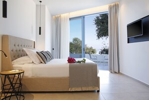 Master Suite, Sea View | Roupas de cama premium, edredons de pluma, camas com colchões pillow-top
