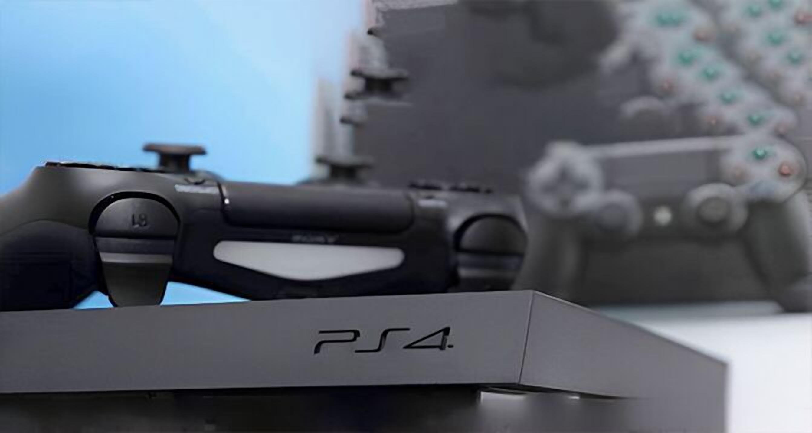 Um console PlayStation 4 com um controle.