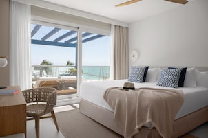 Suíte, piscina particular (Seascape) | Roupas de cama de algodão egípcio, roupas de cama premium